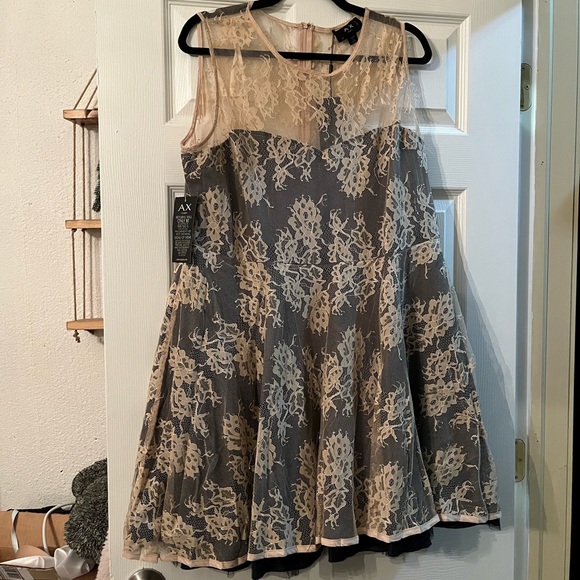AX Paris Curve | Dresses | Ax Curves Mini Lace Overlay Dress With Tulle ...